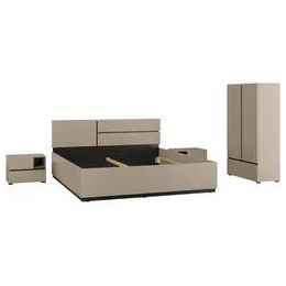 Schlafzimmer-Set Home Affaire "Cross, moderne, grifflose Optik, FSC-zertifiziert", braun (congo), 2trg. Schrank + ohne Matratze, B/H: 180cm x 200cm, 2trg. Schrank, Schlafzimmermöbel-Sets, Komplettschlafzimmer-Set