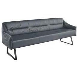 Essbank Musterring "JustB SP500", blau, B:232cm H:86cm T:70cm, Sitzbänke, Metallkufe schwarz, verschiedene Farben, Breite 220 oder 250 cm