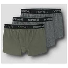 Trunk name it "NKMBOXER 3P NOOS", Kinder, Gr. 104, grau (tea leaf pack:w, 2 x dunkelgrau melange), Jersey, Obermaterial: 95% Baumwolle, 5% Elasthan, meliert, eng, Unterhosen