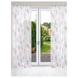 Gardine Heine HOME Gr. 4, rot (rot, weiß), B:140cm H:245cm, Polyester, Gardinen