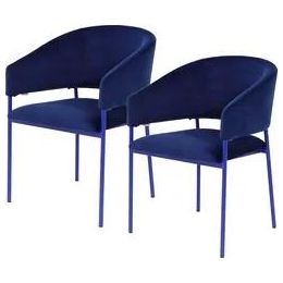 Armlehnstuhl Tom Tailor HOME "EMBRACE ARMCHAIR", blau (navy blau, cobalt blau, cobalt blau), B:51cm H:81,5cm T:57,5cm, Metall, Stoff, Stühle, Esszimmerstuhl, mit Armlehnen, 4-Fußgestell, Rückenausschnitt