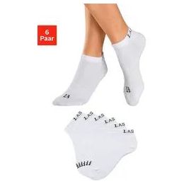 Sneakersocken Lascana ACTIVE, Damen, Gr. 35/38, weiß (6x weiß), Baumwollmischung, unifarben, Socken, mit eingestricktem Marken Logo