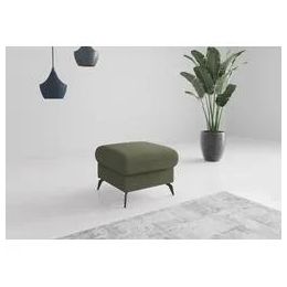 Polsterhocker Home Affaire "Rochelle", grün (olive), B:58 H:50 T:58, 95% Polyester 5% Polyamid, Hocker, moderne 15 cm Metallfüße