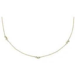 Kette ohne Anhänger Fossil "Schmuck Geschenk Metall Halskette ELLIS", gold (gelbgoldfarben, kristallweiß), Halsketten, Metall, L: 45,5 B: 1mm, mit Zirkonia (synth.), B:1mm
