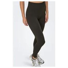 Trainingstights Only Play "ONPJAIA LIFE HW LOUNGE", Damen, Gr. XS, N-Gr, braun (chocolate torte), Rippware, Obermaterial: 75% Nylon, 15% Polyamid, 10% Elasthan, unifarben, bequem knöchellang, Hosen, in gerippter Struktur
