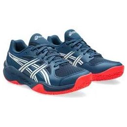 Hallenschuh asics "GEL-POWERBREAK GS", Gr. 37, weiß (mako blau, weiß), Synthetik, Schuhe, für Hallensport