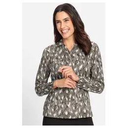 Poloshirt Inspirationen "Poloshirt", Damen, Gr. 44, grau (taupe, graphit, bedruckt), 50% Baumwolle, 50% Modal, gemustert, mehrfarbig, Shirts