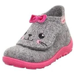 Hausschuh Superfit "HAPPY OCTI WMS: Mittel", Kinder, Gr. 28, bunt (hellgrau, pink), Filz, Casual, Schuhe, Babyschuh mit Klettverschluss, Größenschablone zum Download