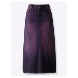 Jeansrock Heine, Damen, Gr. 40, rot (burgund), 99% Baumwolle, 1% Elasthan, unifarben, lang, Röcke