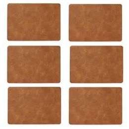 Platzset zeller PRESENT, braun (cognac), B:30cm H:2mm L:42,5cm Ø:51cm, Platzsets, Kunstleder, 6-teilig, 30 x 42,5 cm