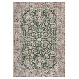 Teppich FLAIR RUGS "Beau Floral", grün, B:115cm H:2mm L:170cm, Kunstfaser, Teppiche, Waschbarer Vintage Teppich, Wohnzimmer, Schlafzimmer, Esszimmer