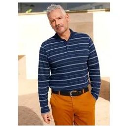 Poloshirt Marco Donati "Langarm-Poloshirt", Herren, Gr. 52/54, blau (marine, gestreift), 100% Baumwolle, gemustert, gestreift, Shirts