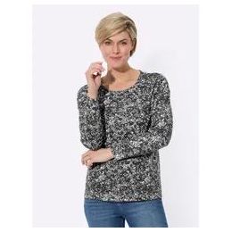 Langarmshirt Classic Basics "Langarm-Shirt", Damen, Gr. 42, schwarz (schwarz, steingrau, bedruckt), 100% Baumwolle, gemustert, mehrfarbig, Rundhals, Shirts