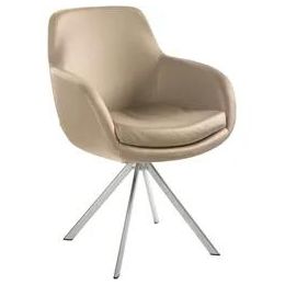 Esszimmerstuhl Musterring "Tavia", beige (sand, edelstahl gebürstet), B:62cm H:86cm T:66cm, Stühle, Stativgestell Edelstahl, wahlweise mit Drehfunktion, diverse Farben