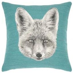 Dekokissen Pad "Moo", blau (turquoise), B:45 L:45, Baumwolle, Dekokissen_Sitzkissen_Kissenhüllen, Made in Europe, Kissenhülle ohne Füllung, 1 Stück