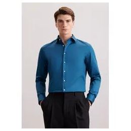 Businesshemd Seidensticker "Schwarze Rose", Herren, Gr. M (40), normale Ärmellängen, grün (sage grün), 100% Baumwolle, unifarben, slim fit, 2-Knopf-Manschette, Hemden, Slim 1/1 Kentkragen Uni