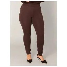 Jeggings Base Level Curvy "Arnika", Damen, Gr. 44, N-Gr, braun, Web, Obermaterial: 65% Viskose, 30% Nylon, 5% Elasthan, figurbetont knöchellang, Hosen, mit Badge