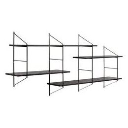 Wandregal Actona GROUP "Belfast Wandboard, Hängeregal, Schweberegal", schwarz, B:191cm H:79cm T:25,5cm, Holzwerkstoff, Metall, Regale, pulverbeschichtetem Metallgestell, asymmetrischen Details, B: 191 cm
