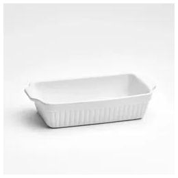 Auflaufform Van Well "Backform rechteckig, 29,8 x 16 x 6,4 cm, mit Rillenstruktur", weiß, B:30cm L:16cm, Keramik, Auflaufformen, weiß, spülmaschinen- und mikrowellenfest