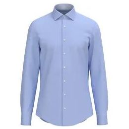 Businesshemd Seidensticker "Schwarze Rose", Herren, Gr. M39, normale Ärmellängen, blau, 100% Baumwolle, unifarben, tailored fit, 2-Knopf-Manschette, Hemden, Shaped 1/1 Kentkragen Uni