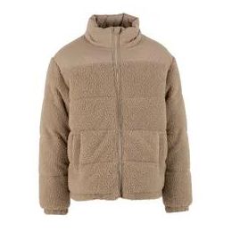 Winterjacke Urban Classics "Urban Classics Teddy Puffer Jacket", Herren, Gr. XXL, schwarztaupe, 100% Polyester, mehrfarbig, Klassisch, normal, hoch geschlossener Ausschnitt, Jacken