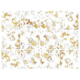 Fliesenaufkleber queence "Marmor", gold (weiß, grau, gold), B:15cm H:15cm T:0,1cm, Fliesenaufkleber, Stickerfliesen, selbstklebend, Sticker, 12er Set