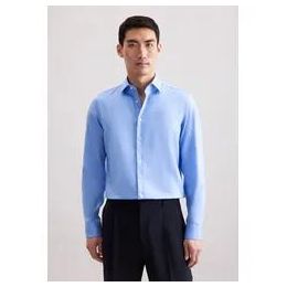 Businesshemd Seidensticker "Schwarze Rose", Herren, Gr. L (42), normale Ärmellängen, blau (mittelblau), 100% Baumwolle, unifarben, tailored fit, 2-Knopf-Manschette, Hemden, Shaped 1/1 Kentkragen Uni