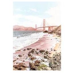 Bild Komar "VOYAGE Golden Gate", bunt (farbe bild(er): pastell), B:50cm H:70cm, Holz, Papier, Bilder, Wandbild zur Dekoration - ohne Rahmen