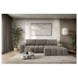 Ecksofa Inosign "AZITA klein optionale Schlafsofa mit Bettkasten, B/T/H: 270/166,5/84cm", braun, B:270cm H:84cm T:166,5cm, 100% Polyester, Sofas, L-Form mit Wellenunterfederung, Bubble-Optik, Topseller
