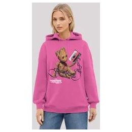 Kapuzenpullover F4NT4STIC "Marvel Guardians Of The Galaxy Vol2 Groot Tape", Damen, Gr. L, hyper pink, Obermaterial: 80% Baumwolle, 20% Polyester, oversize, Pullover, Premium Qualität