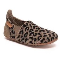 Hausschuh bisgaard "sailor wool", Kinder, Gr. 24, braun, leo, Leder, Wolle, animal-print, Schuhe, Kindergartenschuh mit Lammwolle, Größenschablone zum Download