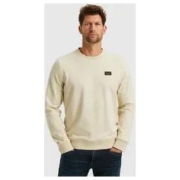 PME-Legend Sweatshirt PME LEGEND, Herren, Gr. L, weiß (bone weiß), Sweatware, Obermaterial: 95% Baumwolle, 5% Elasthan, unifarben, Casual, regular fit normal, Rundhals, Rippbündchen, Sweatshirts, mit Logo Stickerei