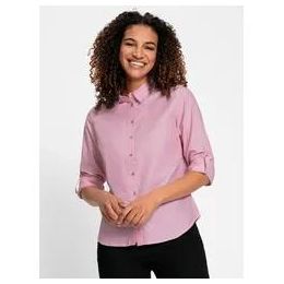 Hemdbluse Casual Looks, Damen, Gr. 52, rosa (rosé), 50% Baumwolle, 50% Polyester, unifarben, Blusen