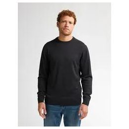Rundhalspullover PETROL INDUSTRIES, Herren, Gr. M, schwarz (deep schwarz), Feinstrick, Obermaterial: 50% Baumwolle, 50% Polyacryl, regular fit hüftbedeckend, Rundhals, Bündchen, Pullover, Materialmix mit Baumwollanteil