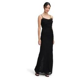 Abendkleid Vera Mont "Vera Mont Damen Abendkleid mit Spitzeneinsatz", Damen, Gr. 44, Normalgrößen, schwarz, Mesh, Obermaterial: 92% Polyamid, 8% Elasthan. Futter: 8% Elasthan., Elegant, eng lang, Wasserfallausschnitt, Kleider