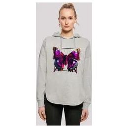 Kapuzenpullover F4NT4STIC "Pink Schmetterling OVERSIZE TEE", Damen, Gr. M, grau, Obermaterial: 100% Baumwolle, oversize, Pullover, Print