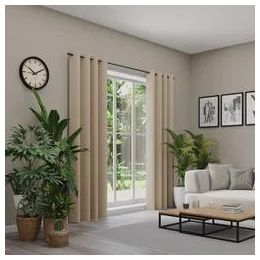 Neutex for you! Verdunkelungsvorhang NEUTEX FOR YOU "INSULA", beige (dunkelbeige), B:137cm H:125cm, Polyester, Gardinen, Uni-Dimout für starke Verdunklung, nach Maß