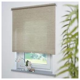 Springrollo Liedeco "Springrollo, mit Dekor, lichtdurchlässig, Struktur natur sand" Gr. 12, beige (naturfarben), B:62cm H:180cm, Kunststoff, Metall, Polyester, Rollos, Dekorrollo Hergestellt in Deutschland