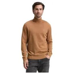 Rollkragenpullover Tom Tailor, Herren, Gr. M, mid braun melange, Strick, Obermaterial: 100% Baumwolle, unifarben, regular fit hüftbedeckend, Rundhals, Flachstrickbündchen, Pullover, im Strick-Design