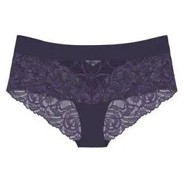 Panty Triumph "Body Make-Up Illusion Lace", Damen, Gr. 40, blau (prussian blau), Microtouch, Obermaterial: 80% Polyamid, 20% Polyester, körpernah, Unterhosen, florale Stretch-Spitze, glatter Bund, Mikrofaser, nahtlos