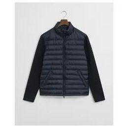 Steppjacke Gant "MIXED MEDIA", Herren, Gr. 3XL, evening blau, Web, Obermaterial: 100% Polyester, Casual, regular fit, Jacken, Ärmel aus Strick, regular fit, Stehkragen