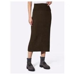 Strickrock Heine, Damen, Gr. 50, braun (schoko), 70% Polyacryl, 27% Polyester, 3% Elasthan, unifarben, lang, Röcke