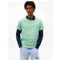 T-Shirt Tommy Jeans "TJM ESSENTIAL SOLID TEE", Herren, Gr. 4XL, cloudy jade, Jersey, Obermaterial: 100% Baumwolle, Basic, slim fit normal, Rundhals, eingesetzt abgesteppte Kante, Shirts, mit Rundhalsausschnitt und dezenter Logo-Flag