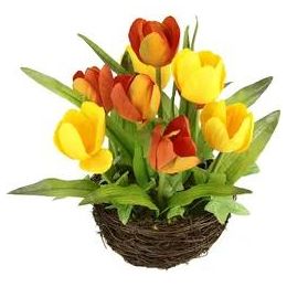 Kunstblume I.GE.A. "Tulpe", bunt (gelb,orange), B:13cm H:25cm L:13cm, Kunstpflanzen, Im Weidenest, Blume Papageientulpe Blüte Osterdeko