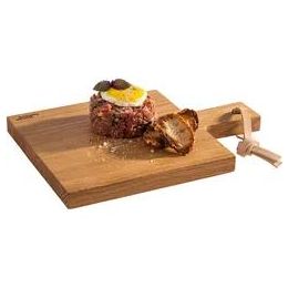 Servierbrett APS "SIMPLY WOOD", braun, B:20cm H:2cm L:28cm, Massivholz, Schneidebretter, mit Hängeloch und Lederband, geölt