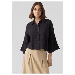 Véro Moda Hemdbluse VERO MODA "VMNATALI CROP SHIRT WVN NOOS", Damen, Gr. L, schwarz, Web, Obermaterial: 100% Baumwolle, unifarben, Modisch, regular fit kurz, weit, Blusen