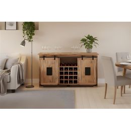 Wein-Sideboard Kommode Akazie massiv 145 x 45 x 85 cm natur LIBRO
