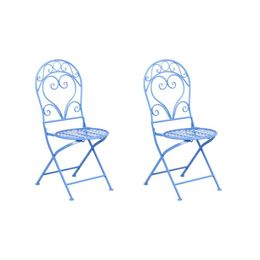 Beliani 2er-Set Klappbare Gartenmöbel ALBINIA in Blau | Gr.: onesize