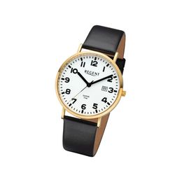 Regent Uhren Analog-Armbanduhr Regent Lederarmband schwarz mittel (ca. 39,3mm) | Gr.: onesize