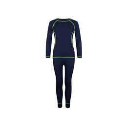 Trollkids Funktionsunterwäsche Set "Merino" in Marineblau / Vipergrün | Gr.: 128